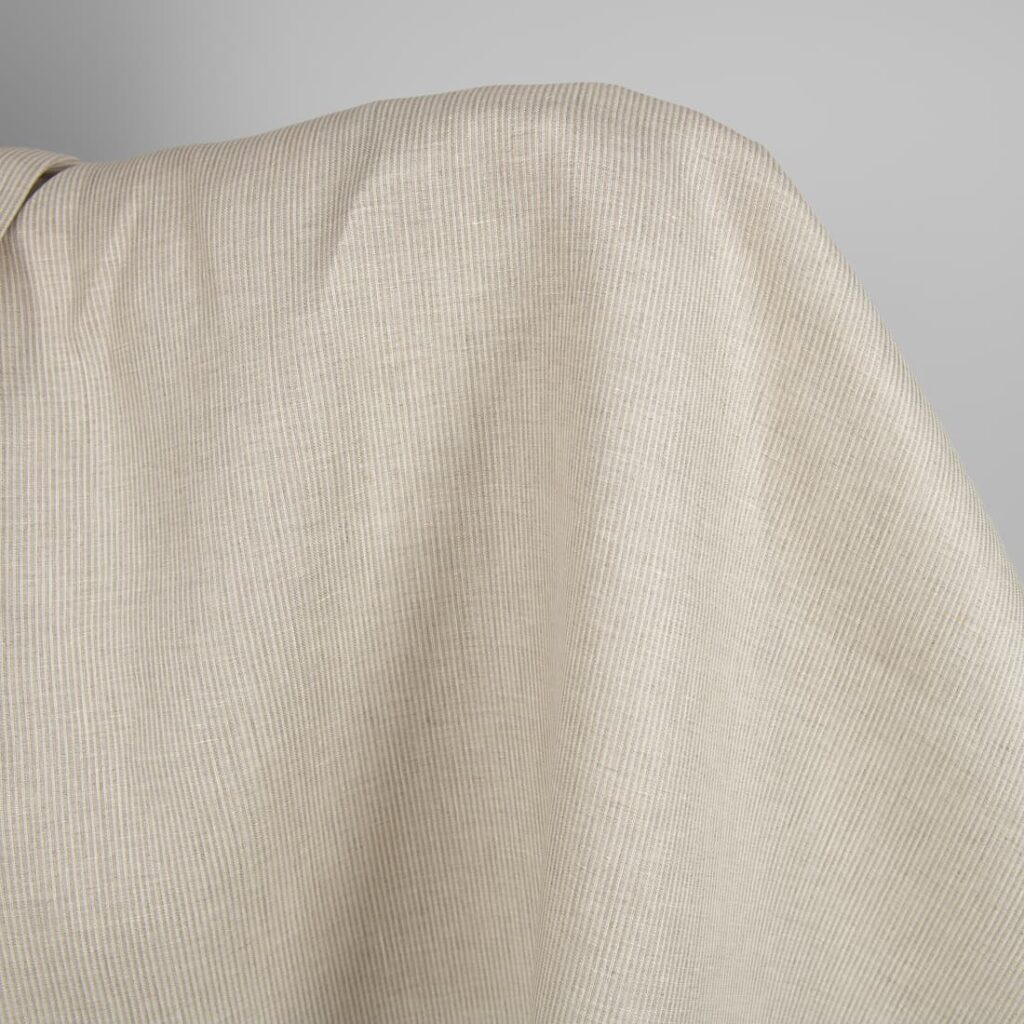 Tissu De Lin Naturel Et Blanc à Rayures étroites | Maison De Lin