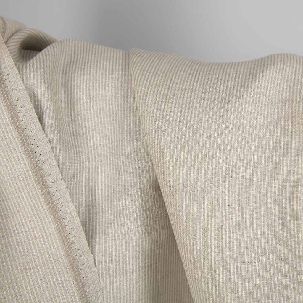 Tissu De Lin Naturel Et Blanc à Rayures étroites | Maison De Lin